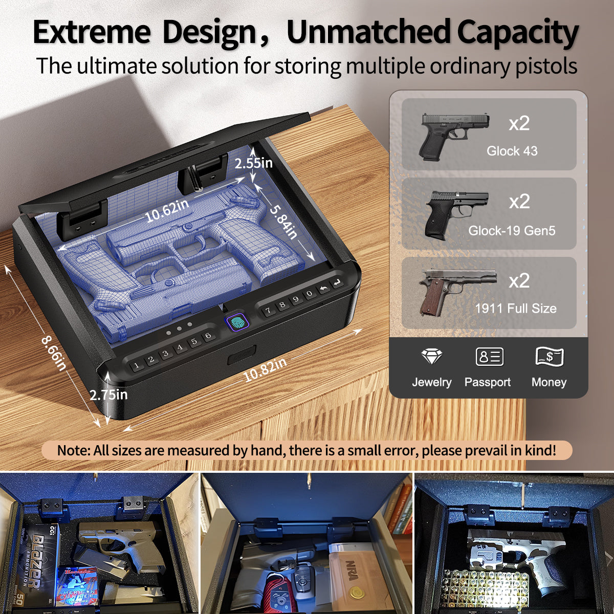 BILLCONCH Gun Safe for Handgun - Biometric Gun Safe 4 Ways Quick Acces ...